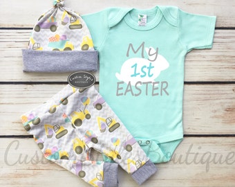 Baby Boys First Easter Outfit My 1st Easter Trucks and | Etsy