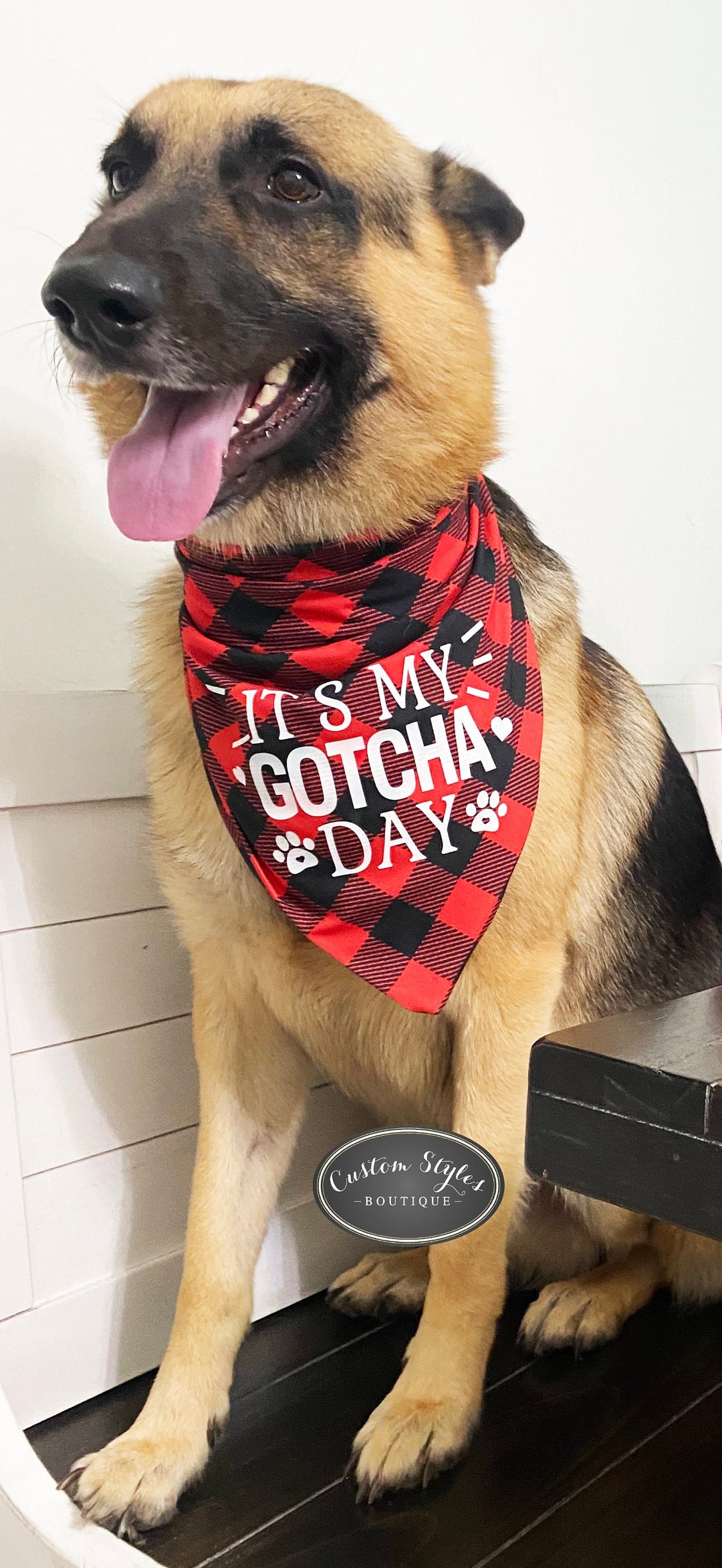 Dog Bandana /anniversary Dog Bandana /red and Black Plaid Dog Bandana ...