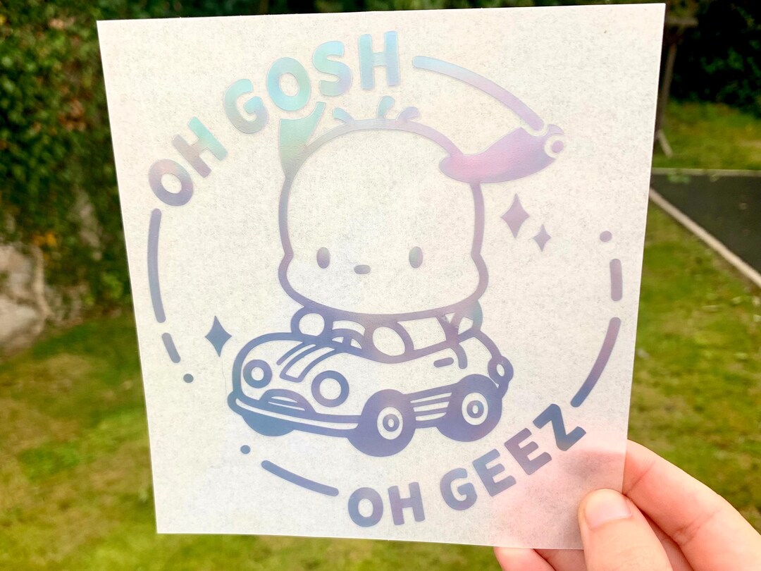 Pochacco Car Sticker, Oh Gosh Oh Geez Vinyl Decal, Holographic Window ...