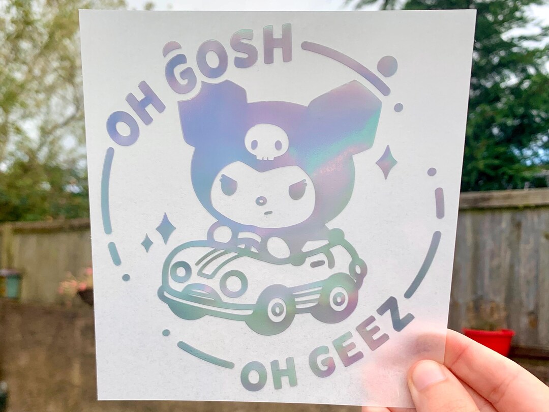 Kuromi Car Sticker, Oh Gosh Oh Geez Vinyl Decal, Holographic Window ...