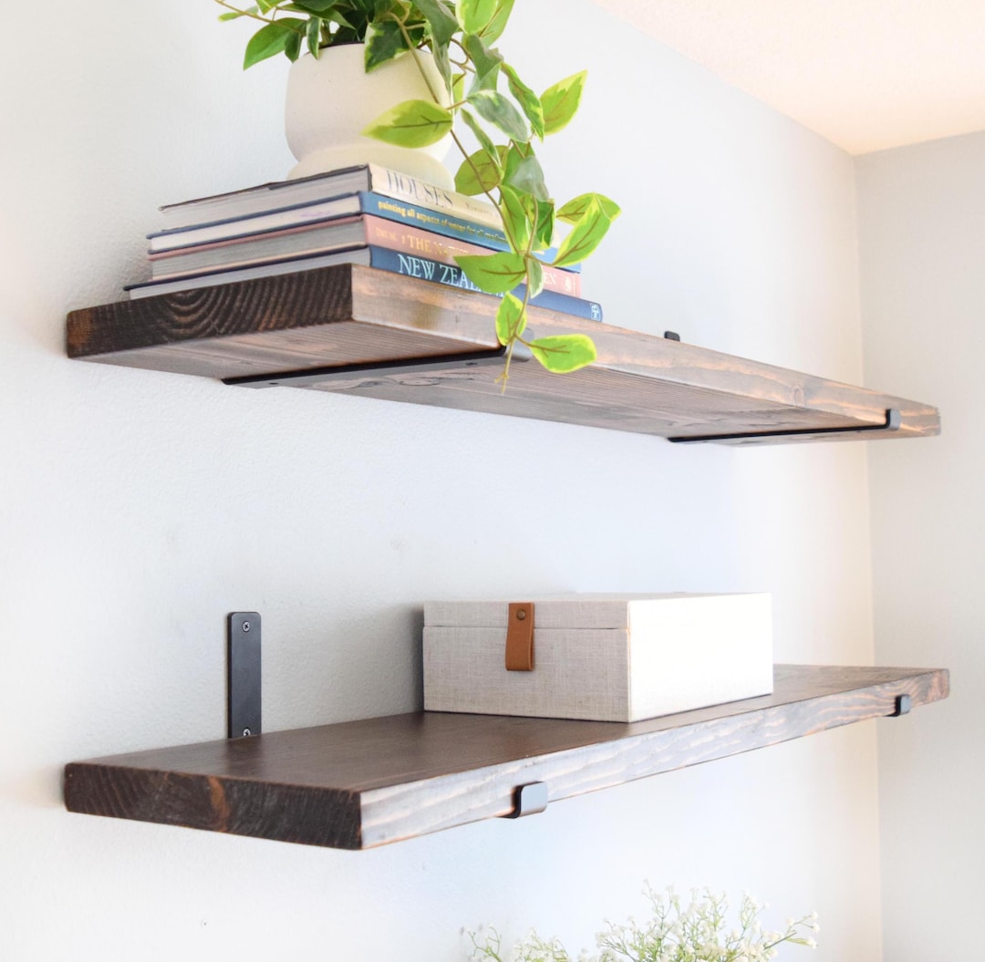Heavy Duty Floating Shelves - Wood Wall Shelving With Metal Braces ...