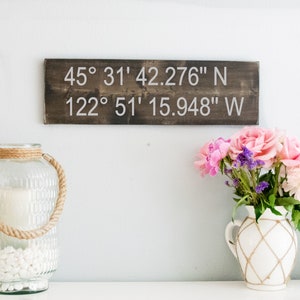 Longitude Latitude Sign, GPS Coordinates Wood Plaque, Unique Wedding ...