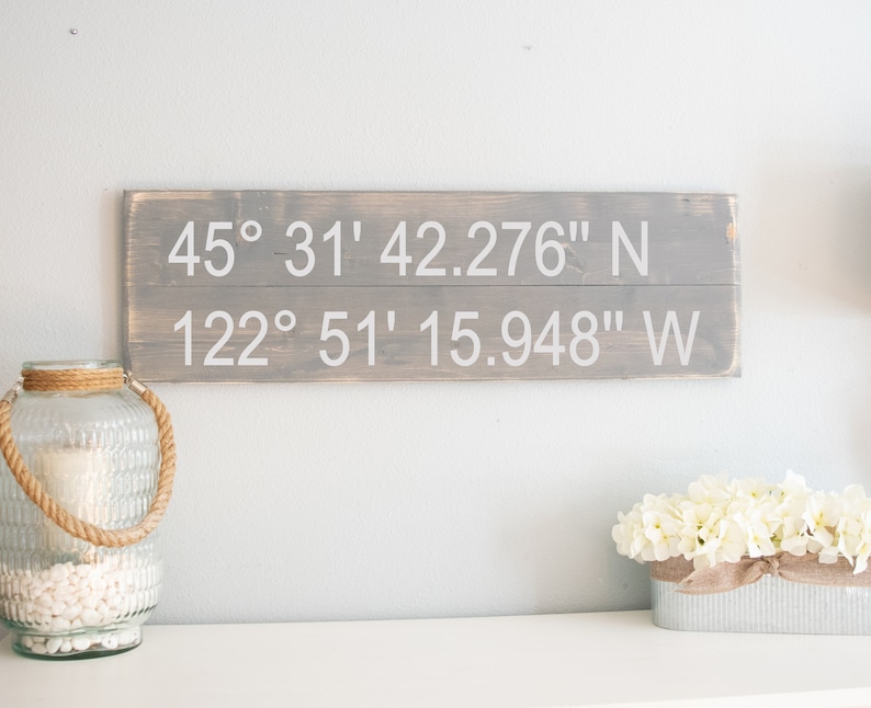 Custom Sign GPS Wood Sign Coordinates Anniversary Gift for - Etsy