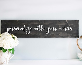 Custom Wood Sign, Personalized Words or Text Wooden Wall Decor, Rustic ...