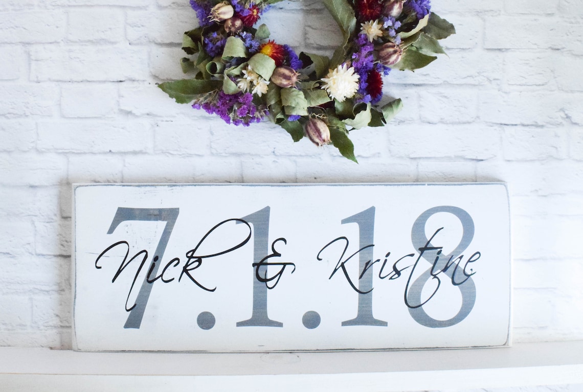 Personalized Wedding Date and Names Established Sign Family | Etsy