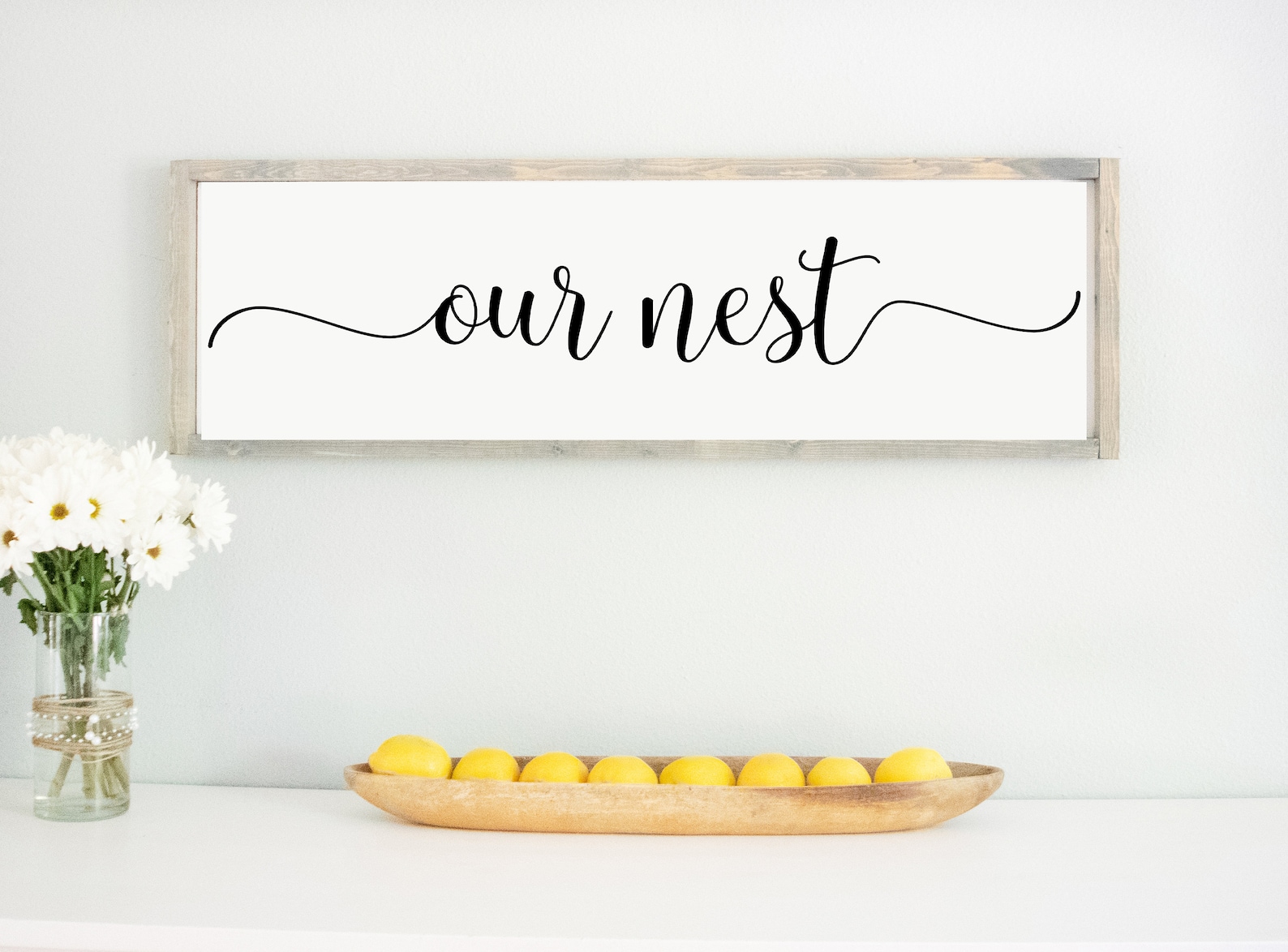 Wooden Sign With Quote Sayings Our Nest Rustic White Large - Etsy