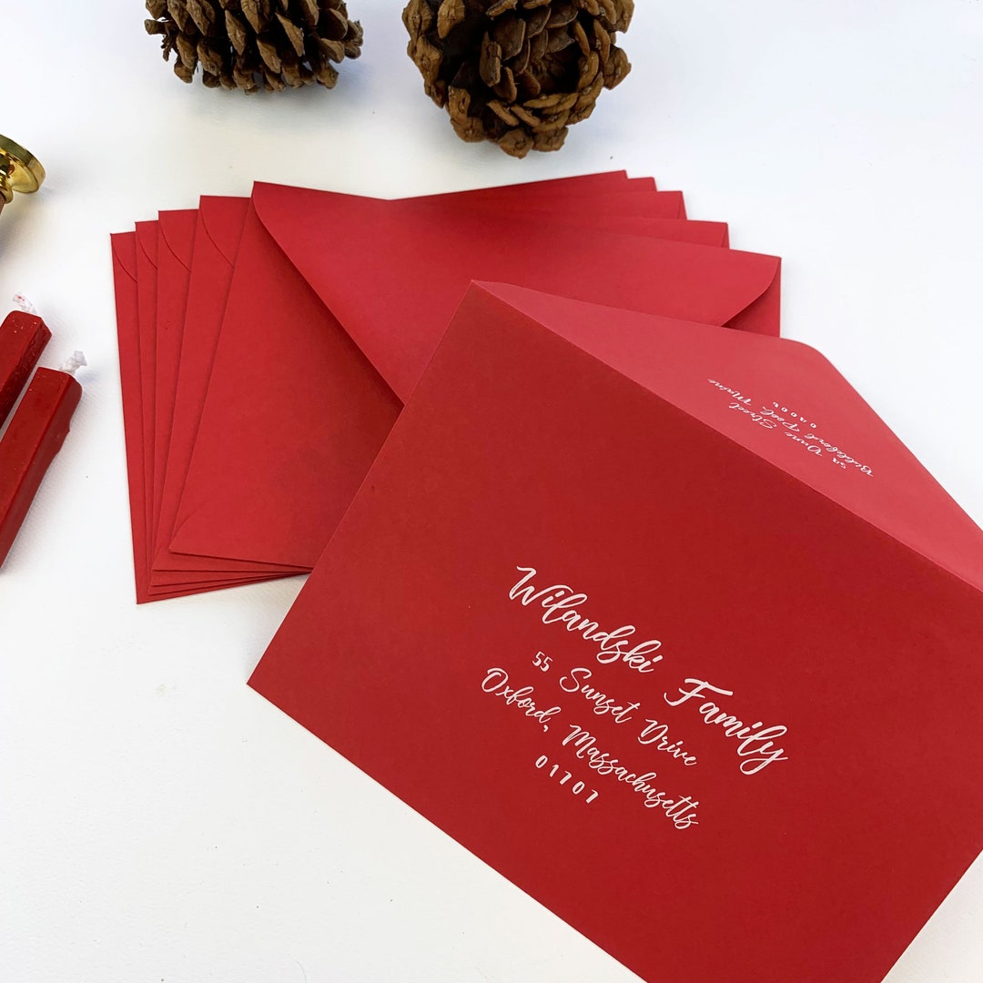 Scarlet Red Envelopes for Holiday Cards, Invitations Blank or Addressed ...