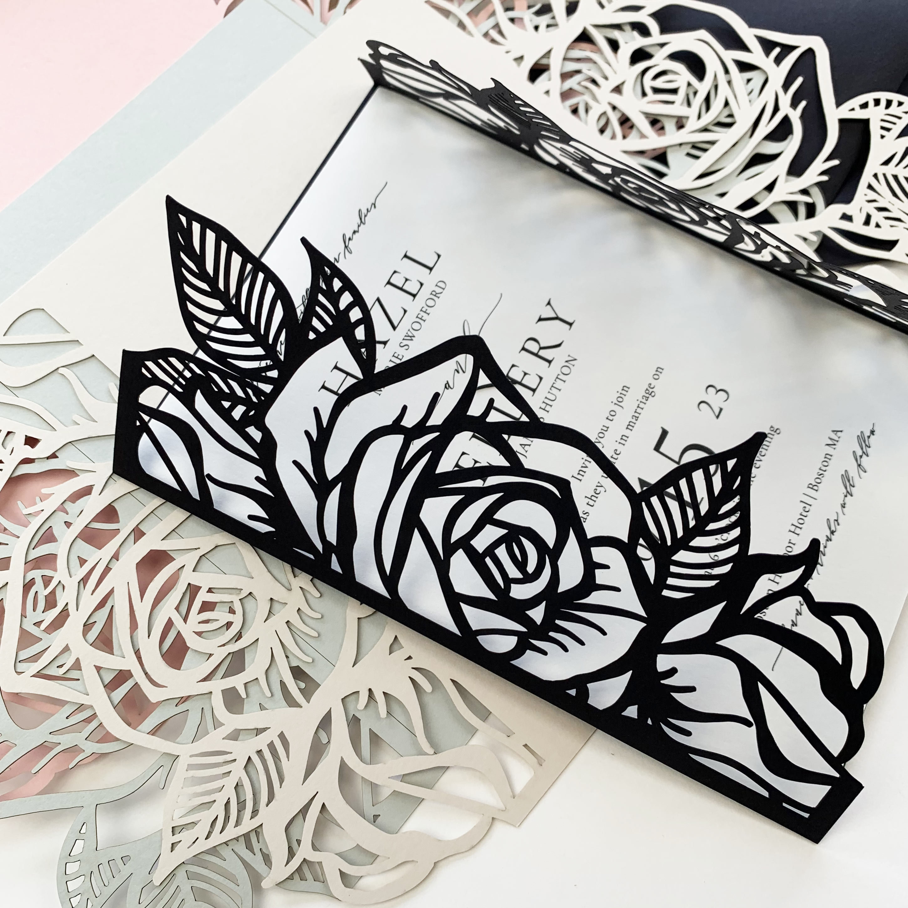 Floral Laser Cut Invitation Wrap | 5x7, Thick Cardstock, Pre-creased - Etsy