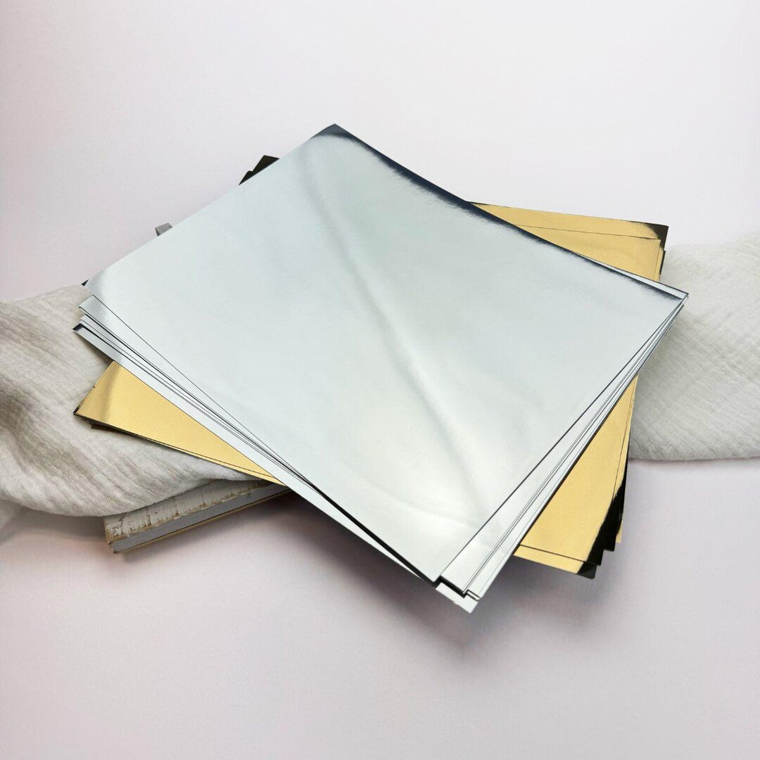 Foil Mirror Cardstock | Gold & Silver Reflective Paper, 8.5x11 (25 ...