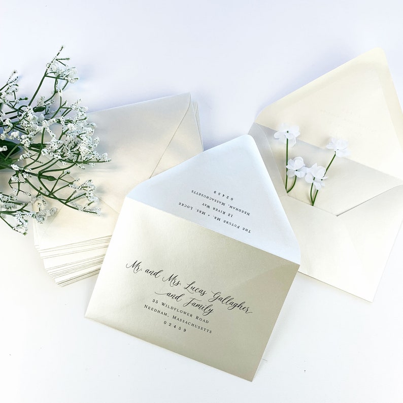 Quartz Pearl White Shimmer Metallic Envelopes for Wedding - Etsy