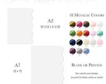 Side Wave, Wavy Edge, Scallop Edge Cards for Wedding Invitations, Menus ...