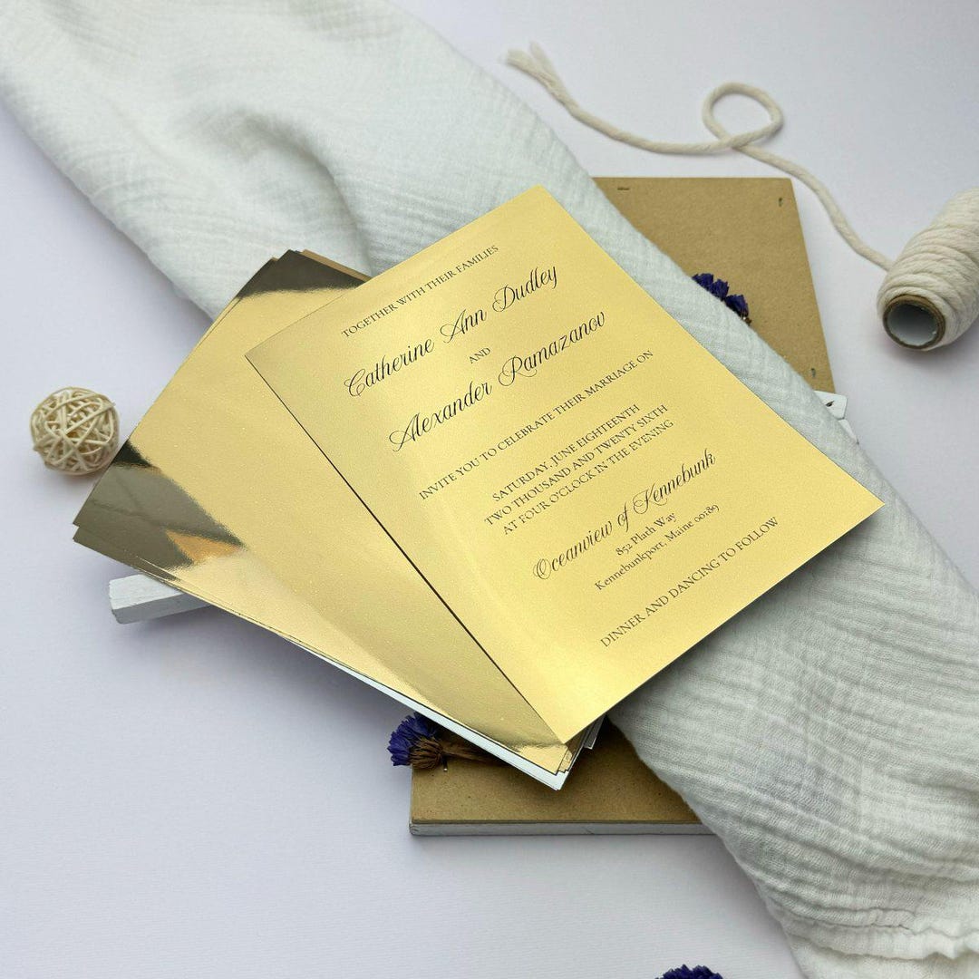 Printable Silver & Gold Mirror Cards for Invites, Menus, Rsvps + | 25 ...