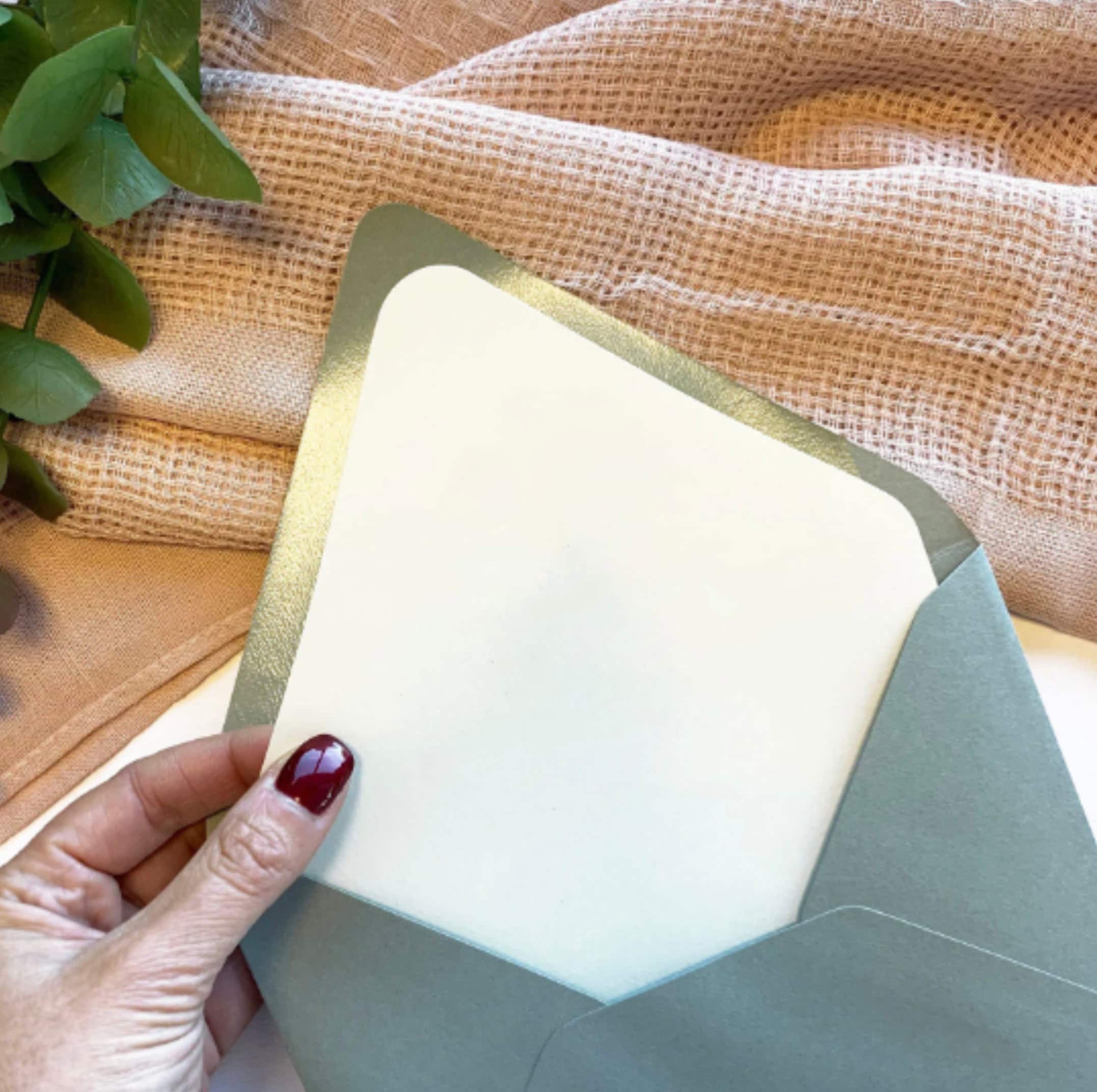 Light Moss Green Envelope Liner Paper | 25 Blank Euro Flap Liners (4x6 ...