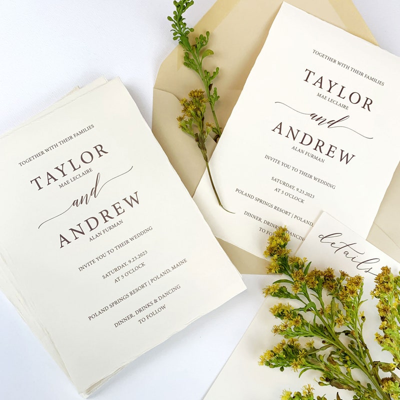 Deckled Edge Wedding Invitation - Etsy