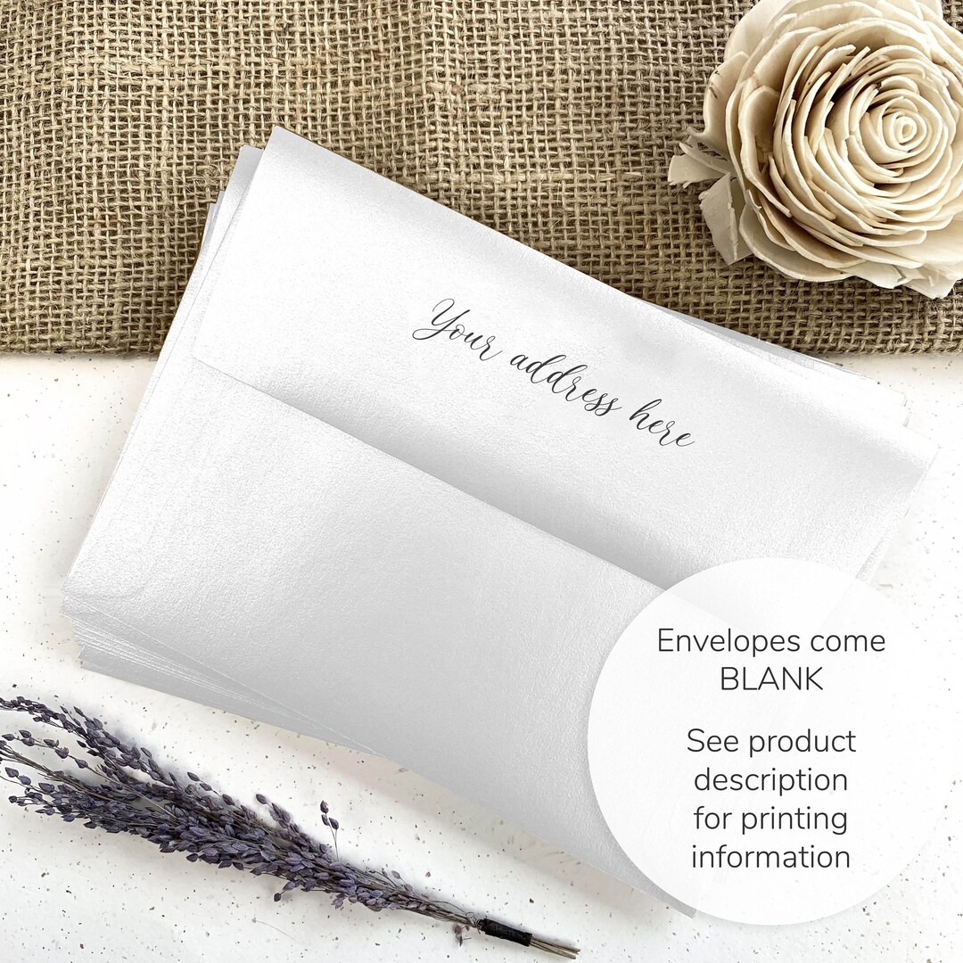 Crystal White Shimmery Metallic Envelopes for Wedding, Shower, Birthday ...