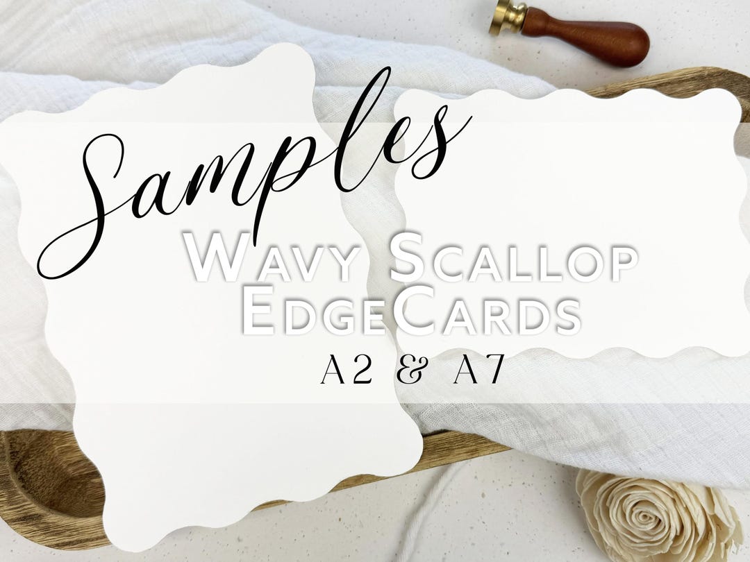SAMPLES - White Wavy Scallop Cards for Invites, Menus | 1 Blank Card ...