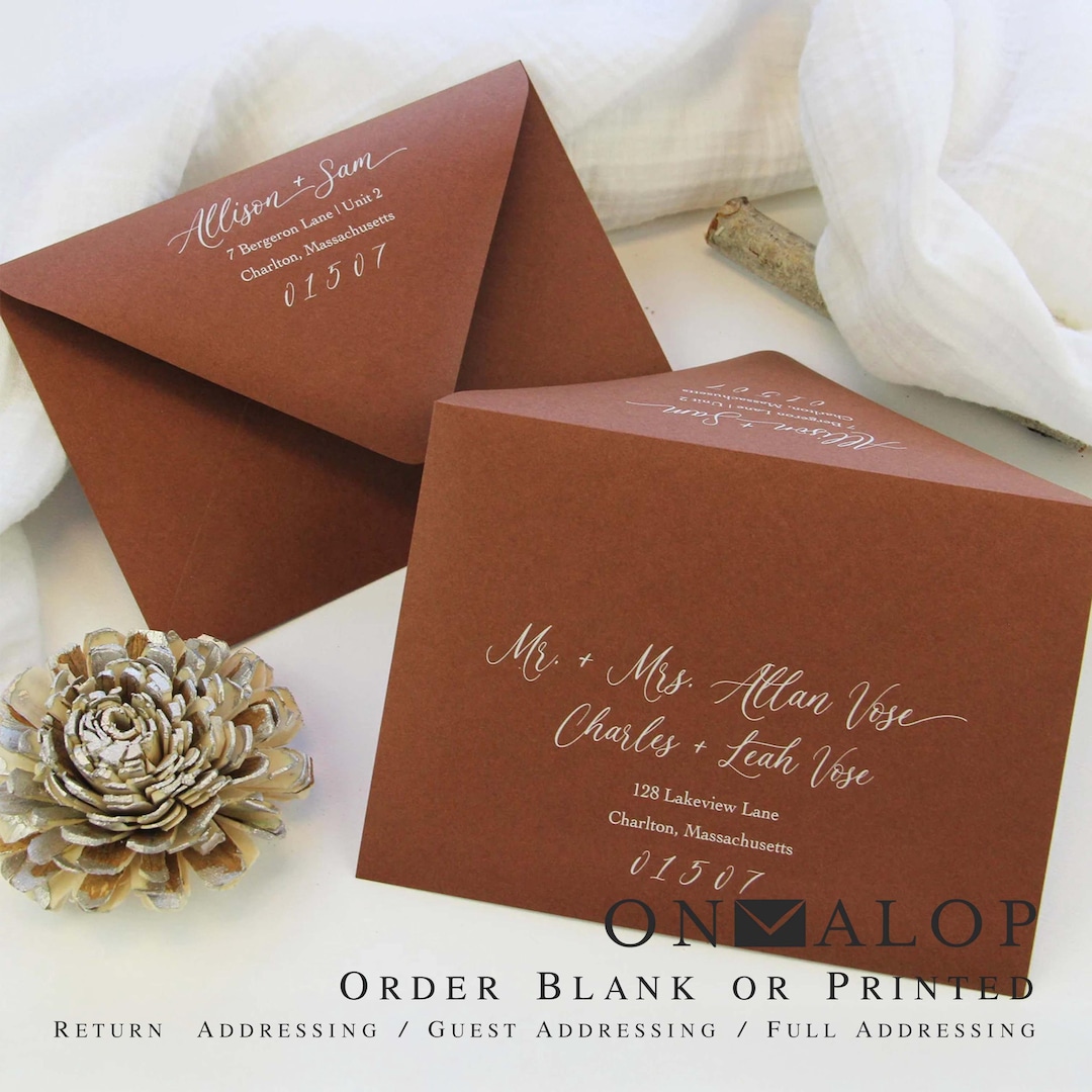 Terracotta Wedding Envelopes (sepia) | Blank or Custom Printed With ...