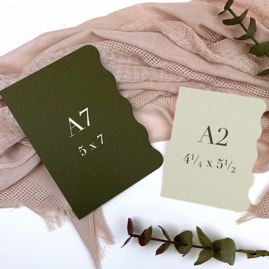 Side Wave, Wavy Edge, Scallop Edge Cards for Wedding Invitations, Menus ...