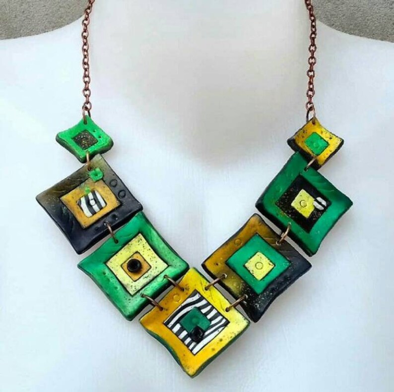 Colorful Polymer Necklace, Handmade Necklace,polymer Clay Necklace,boho ...