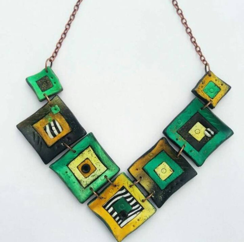 Colorful Polymer Necklace, Handmade Necklace,polymer Clay Necklace,boho ...