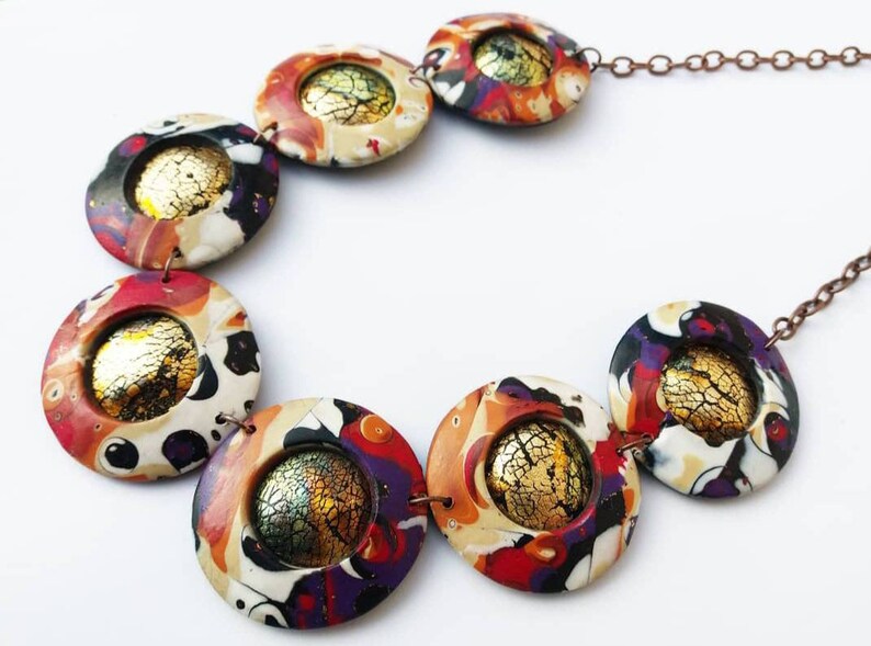 Colorful Polymer Necklace, Handmade Necklace,polymer Clay Necklace,boho ...