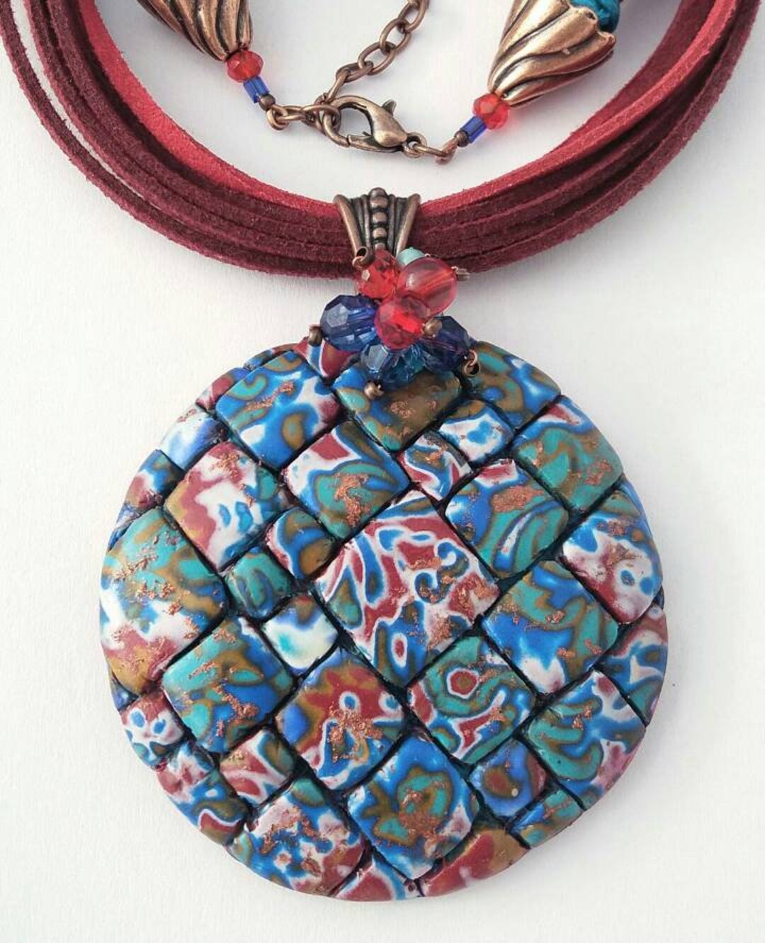 Polymer Clay Pendant, Handmade Jewelry, Boho Pendant, Jewelry Pendant ...
