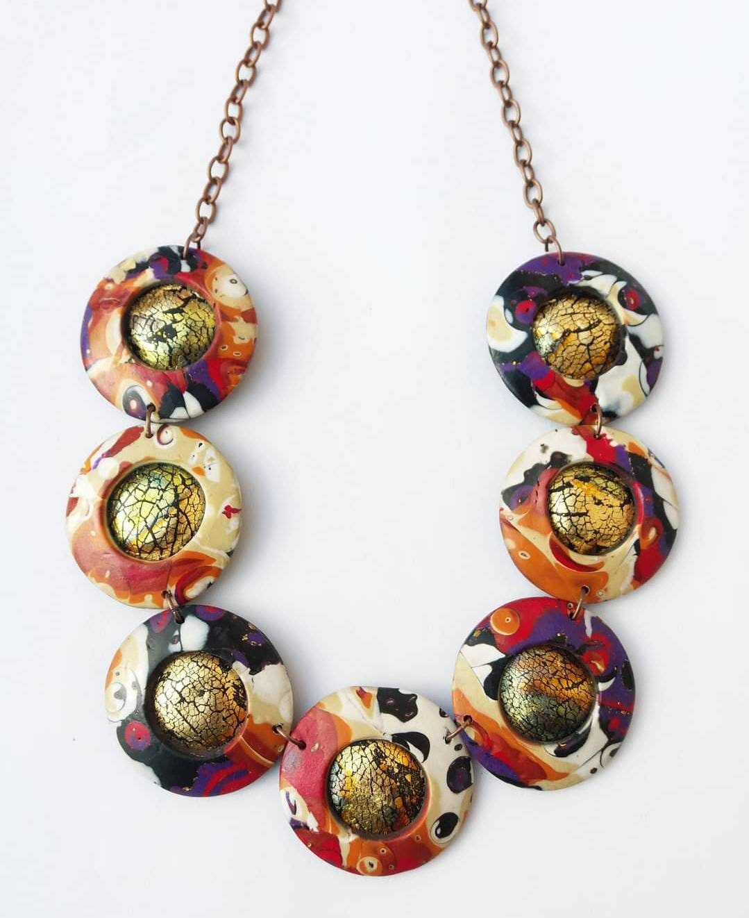 Colorful Polymer Necklace, Handmade Necklace,polymer Clay Necklace,boho ...