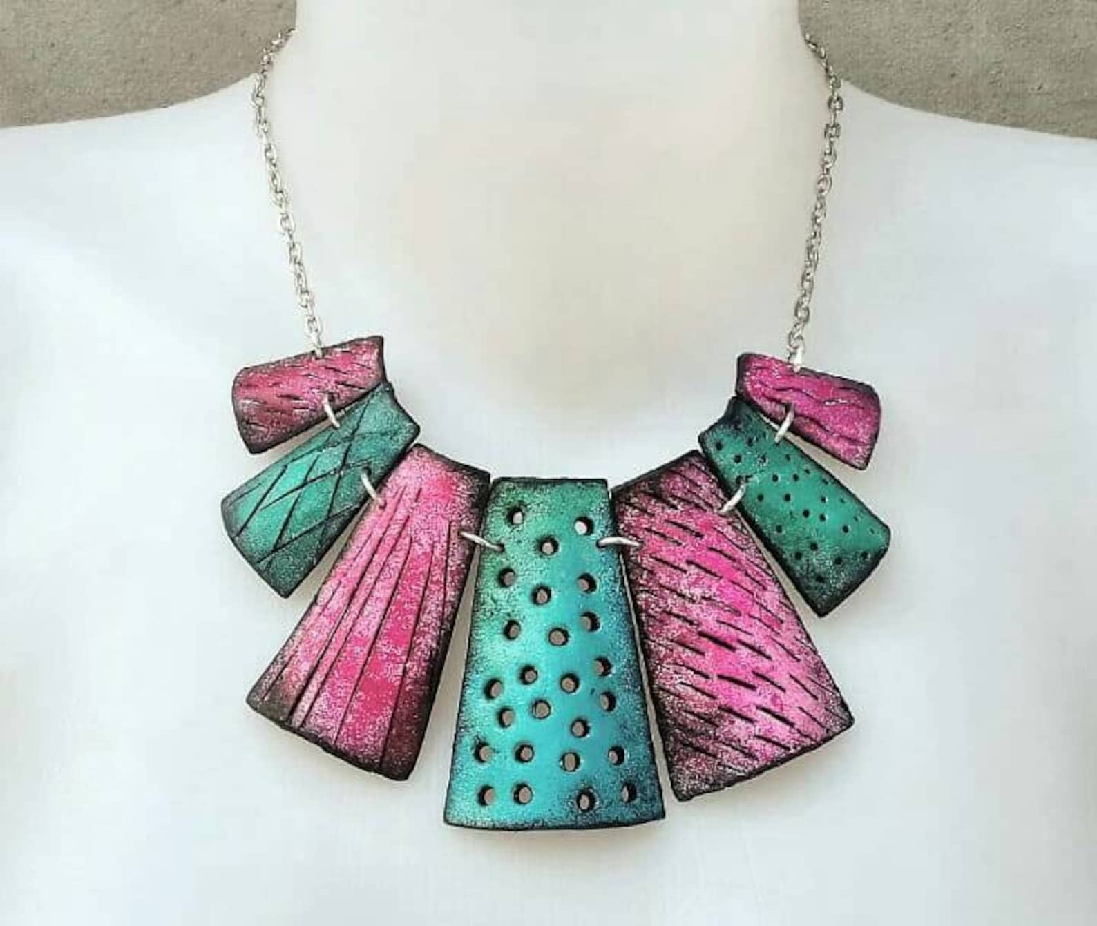 Polymer Clay Necklace,polymer Clay Jewelry,handmade Necklace,boho ...