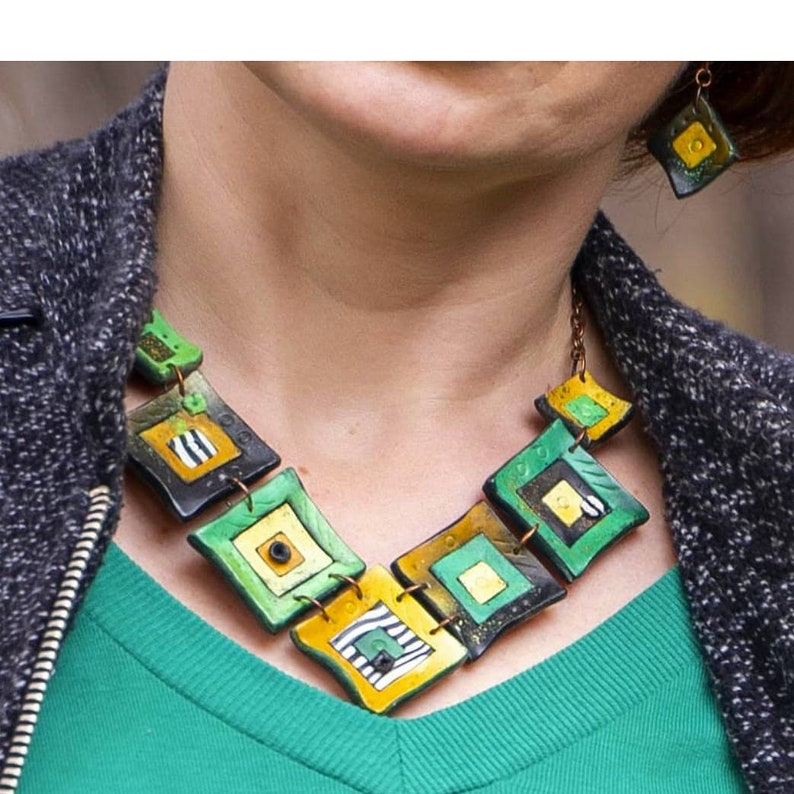 Colorful Polymer Necklace, Handmade Necklace,polymer Clay Necklace,boho ...