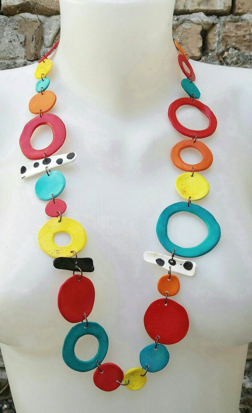 Colorful Polymer Necklace, Handmade Necklace,polymer Clay Necklace,boho ...