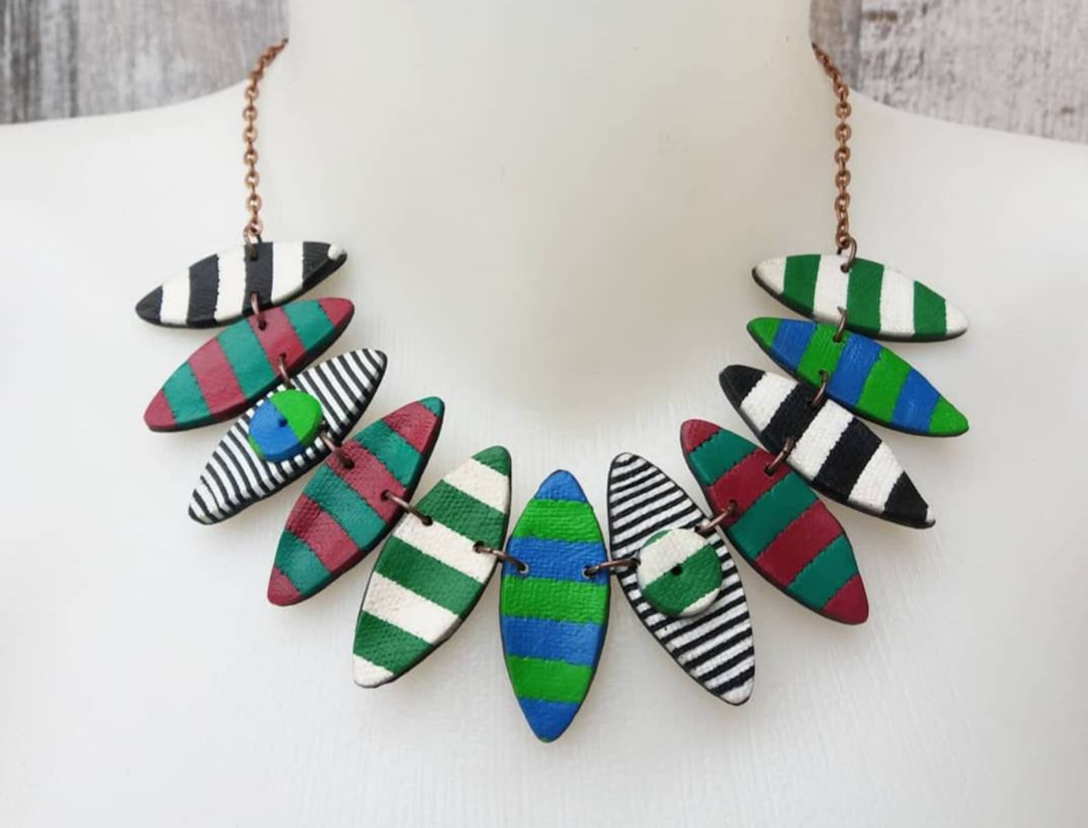 Colorful Polymer Necklace, Handmade Necklace,polymer Clay Necklace,boho ...