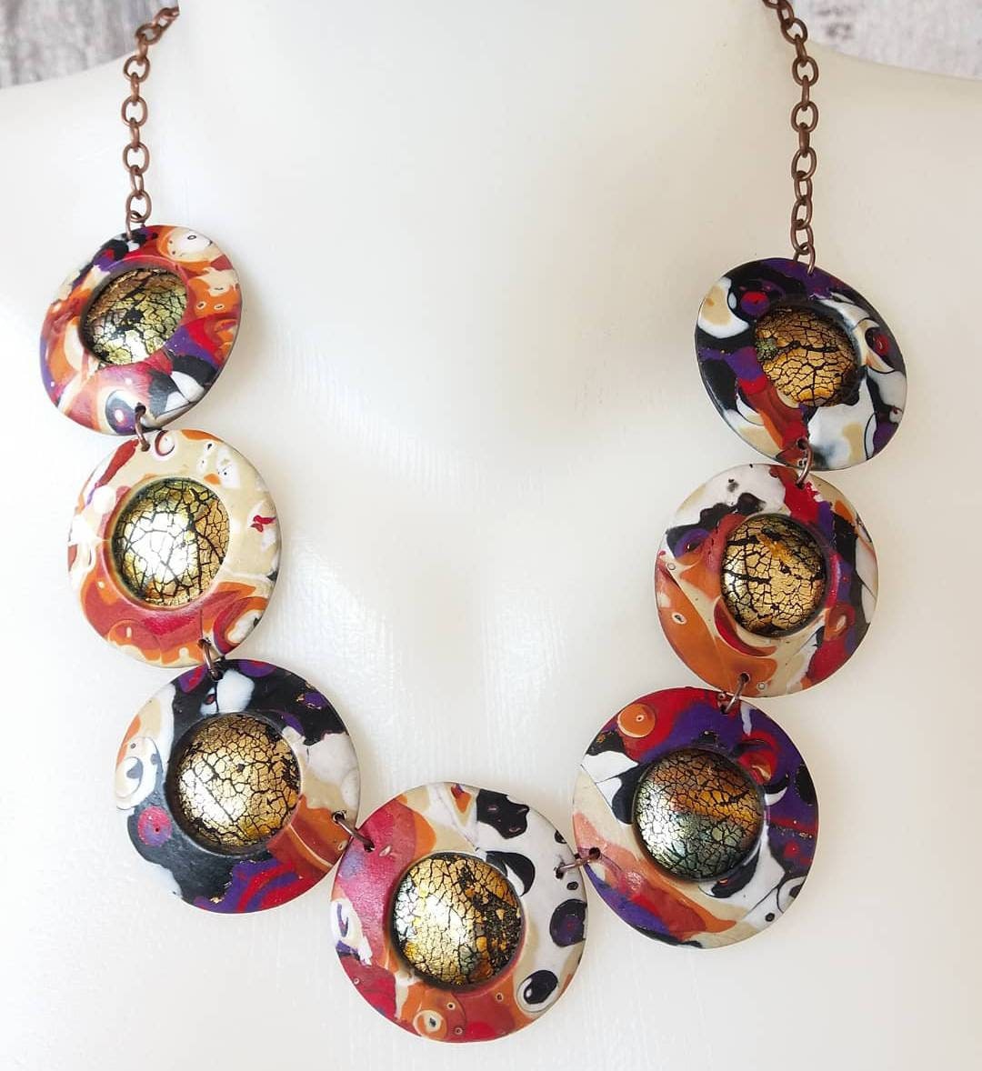 Colorful Polymer Necklace, Handmade Necklace,polymer Clay Necklace,boho ...