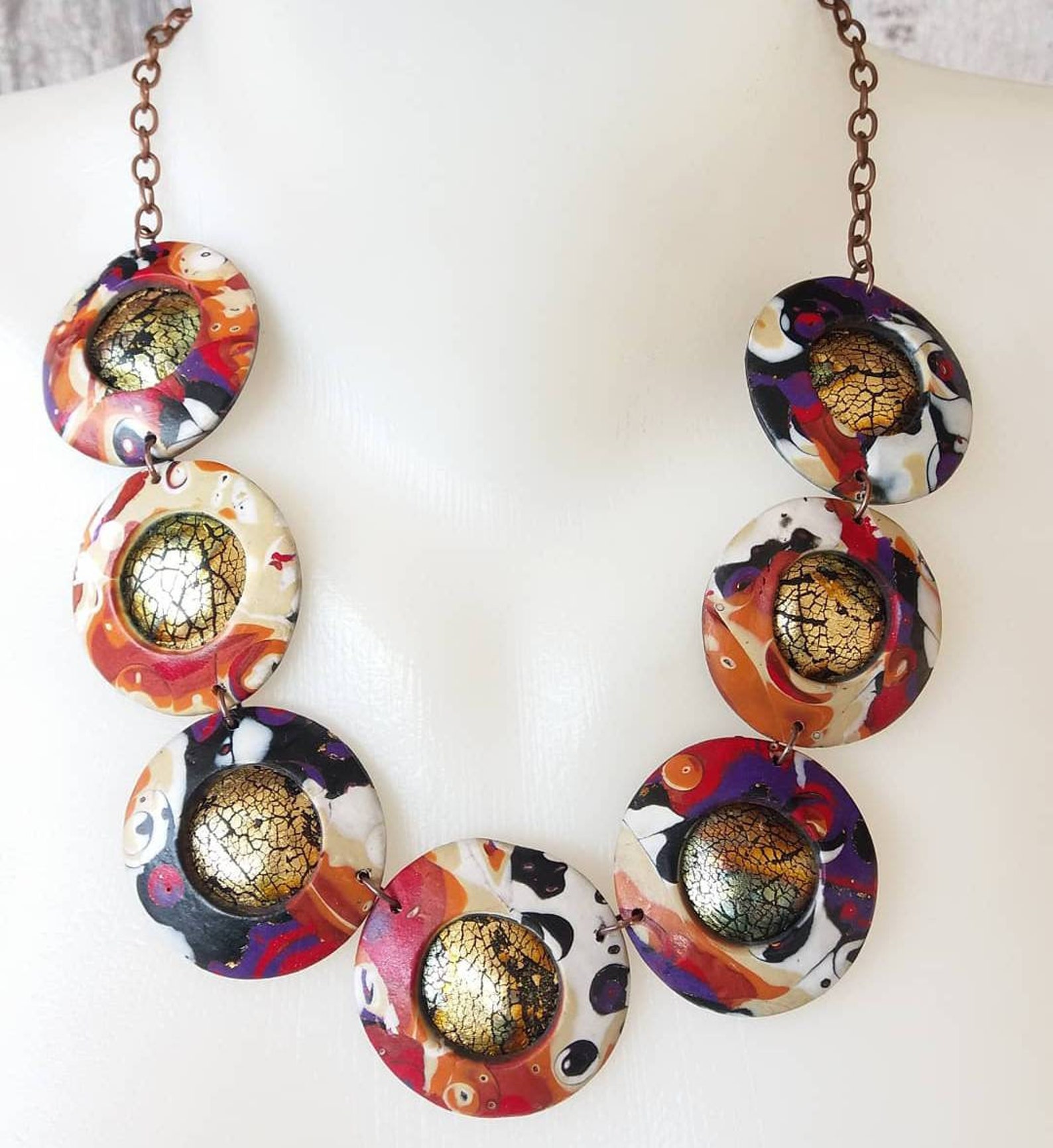 Colorful Polymer Necklace, Handmade Necklace,polymer Clay Necklace,boho ...