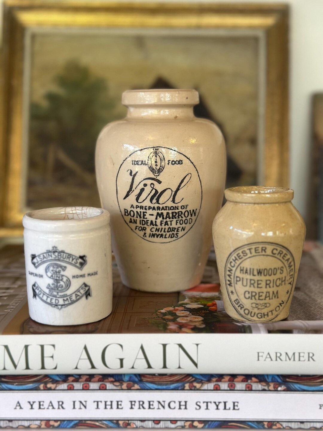 Antique English Advertising Jars: Virol Bone Marrow, Hailwood’s Cream ...
