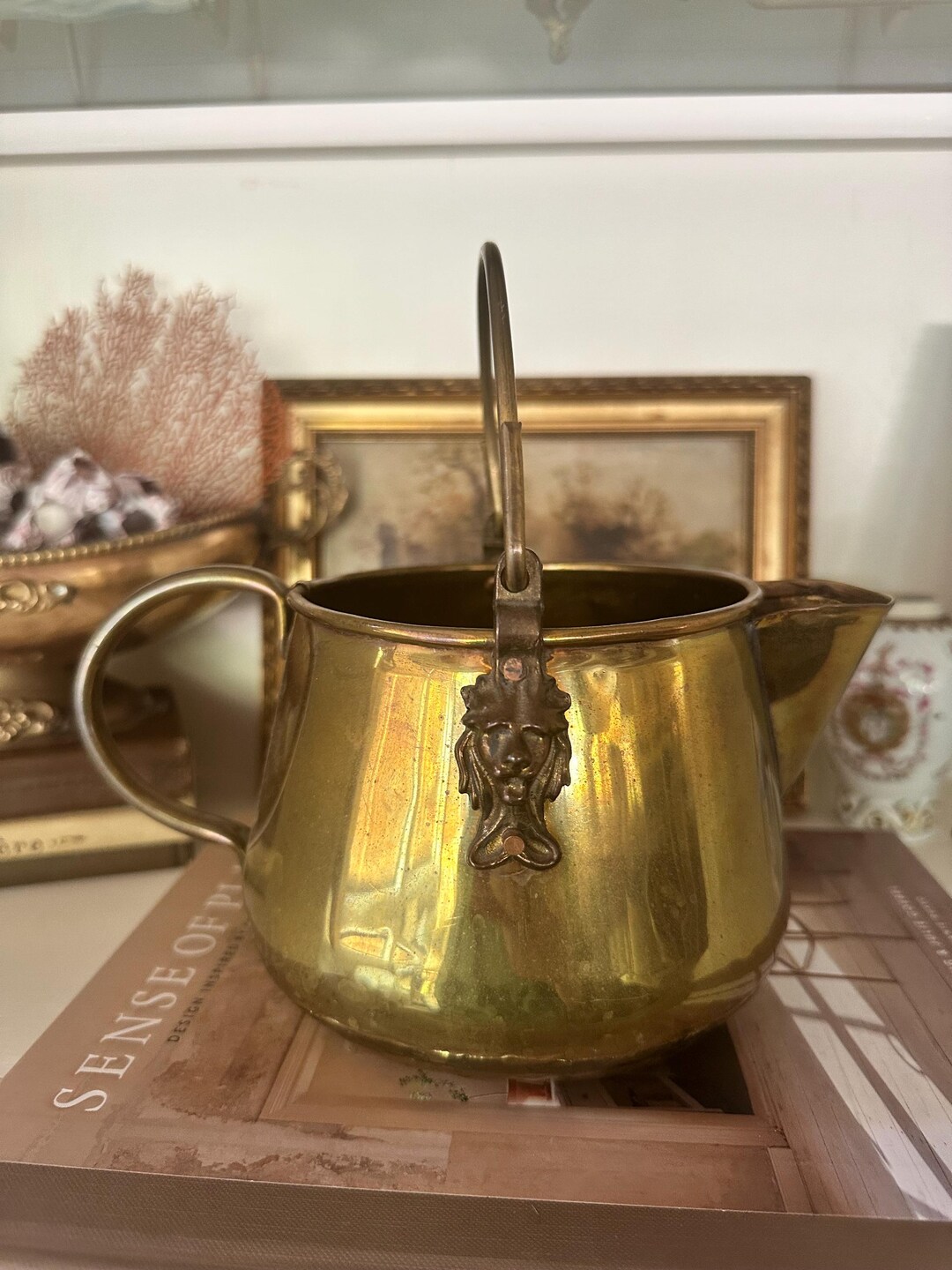 Vintage Brass Water Kettle With Swing Handle – 7.5" Tall Pitcher With ...
