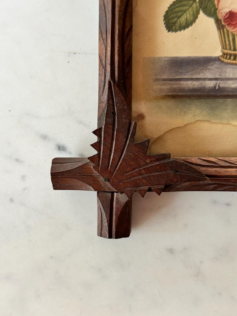 Antique Black Forest Frame With Floral Print - Etsy