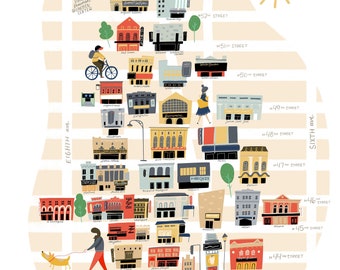 BROADWAY / NYC Theater District // Map Illustration - Etsy