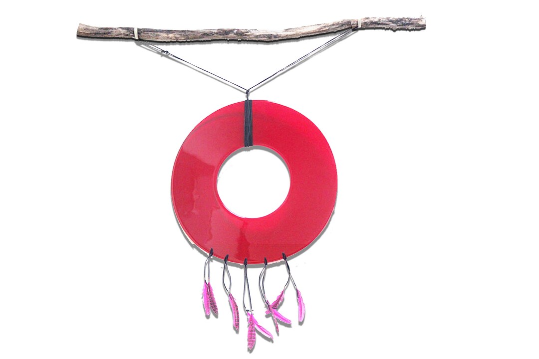 Large Wall Art, Large Dream Catcher, Red, Glass Art, Wall Hanging Large ...