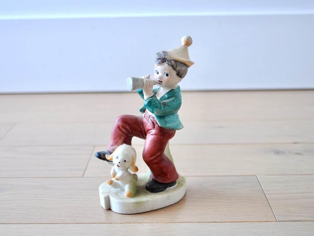 Vintage Boy Playing the Flute Ceramic Figurine - Retro Kitchen ...