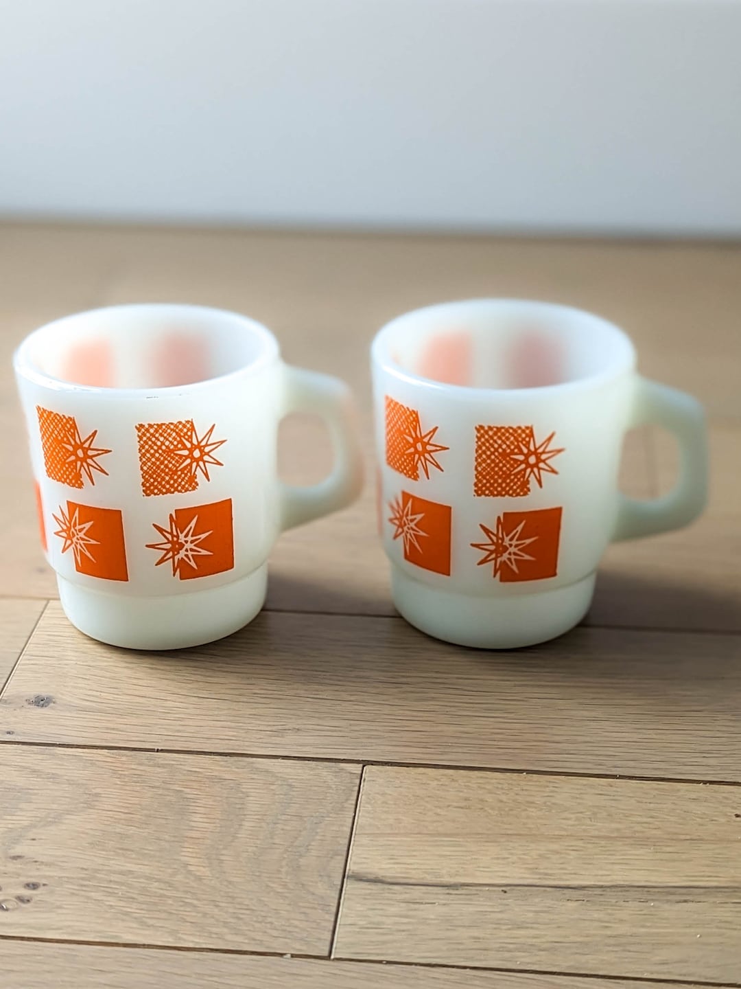 Very Rare Fire King Mug Orange Triangle - Fire King Mug Orange Star - Etsy