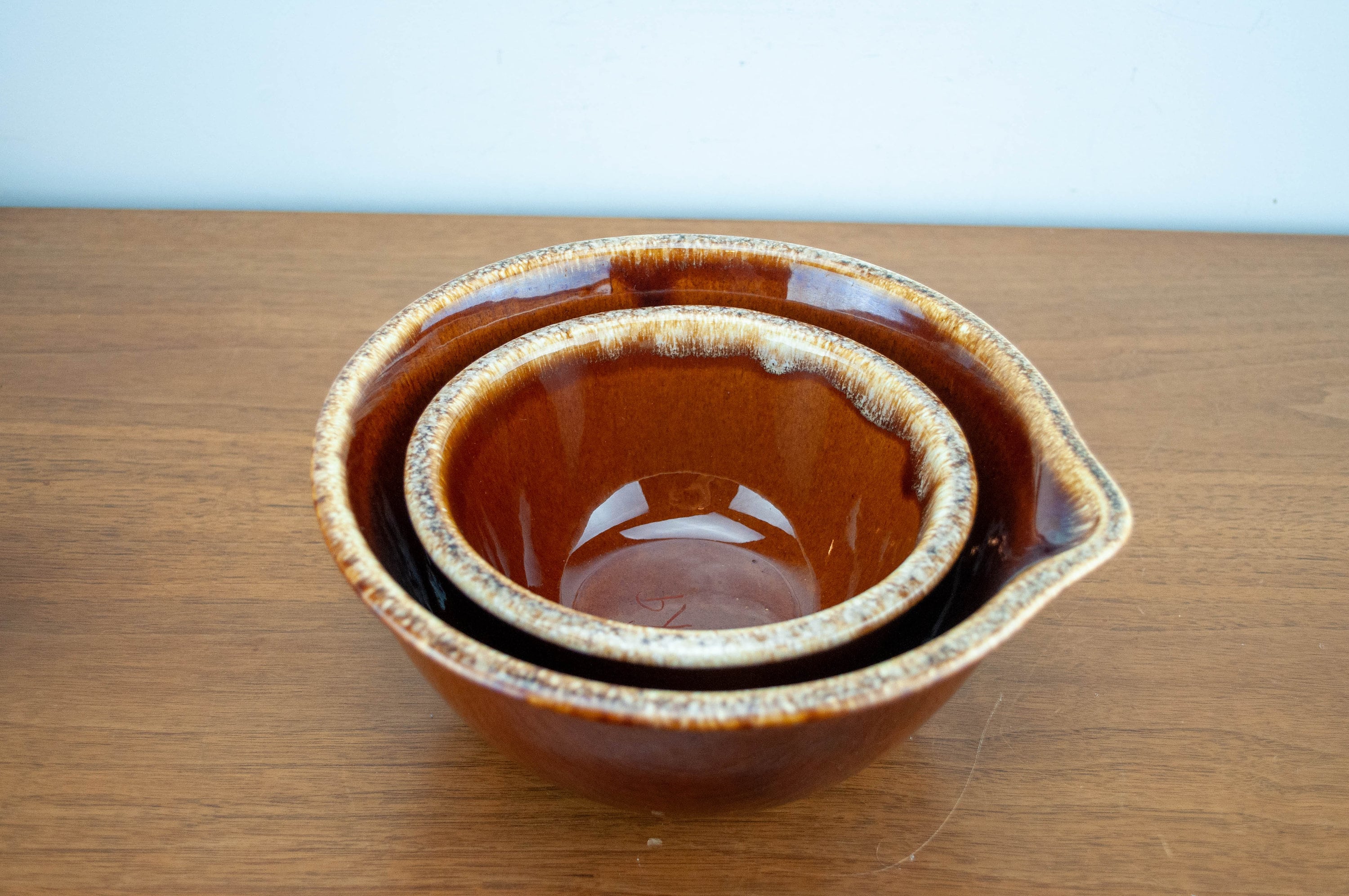 Vintage Brown Hull Pottery Mixing Bowls Upper Style Rustic | Etsy