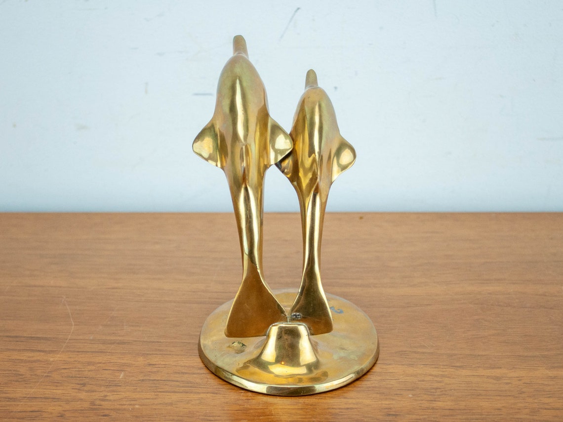 Brass dolphins Vintage Brass Sculpture | Etsy