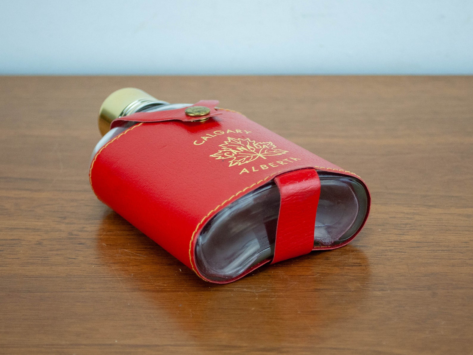 Small Vintage Leather Wrapped Alcool Flask Vintage With Crest - Etsy