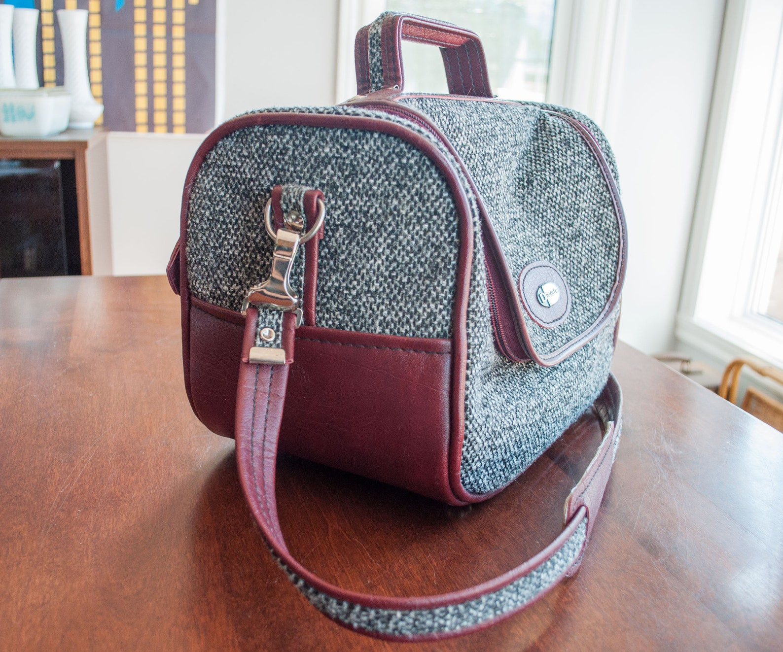 Valise/sac de voyage vintage Dionite gris et rouge trousse - Etsy Canada