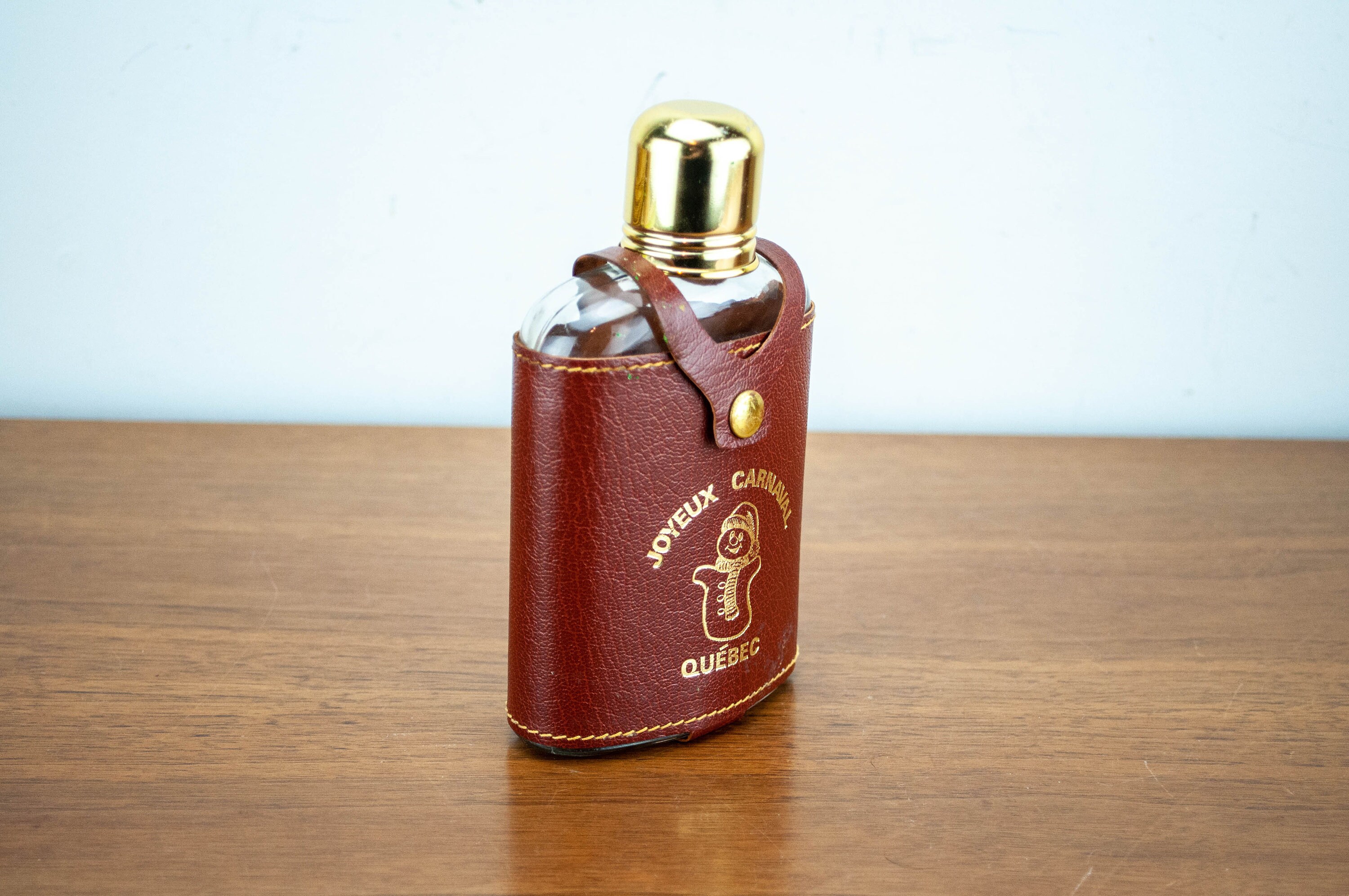Small Vintage Leather Wrapped Alcool Flask Vintage Mid | Etsy