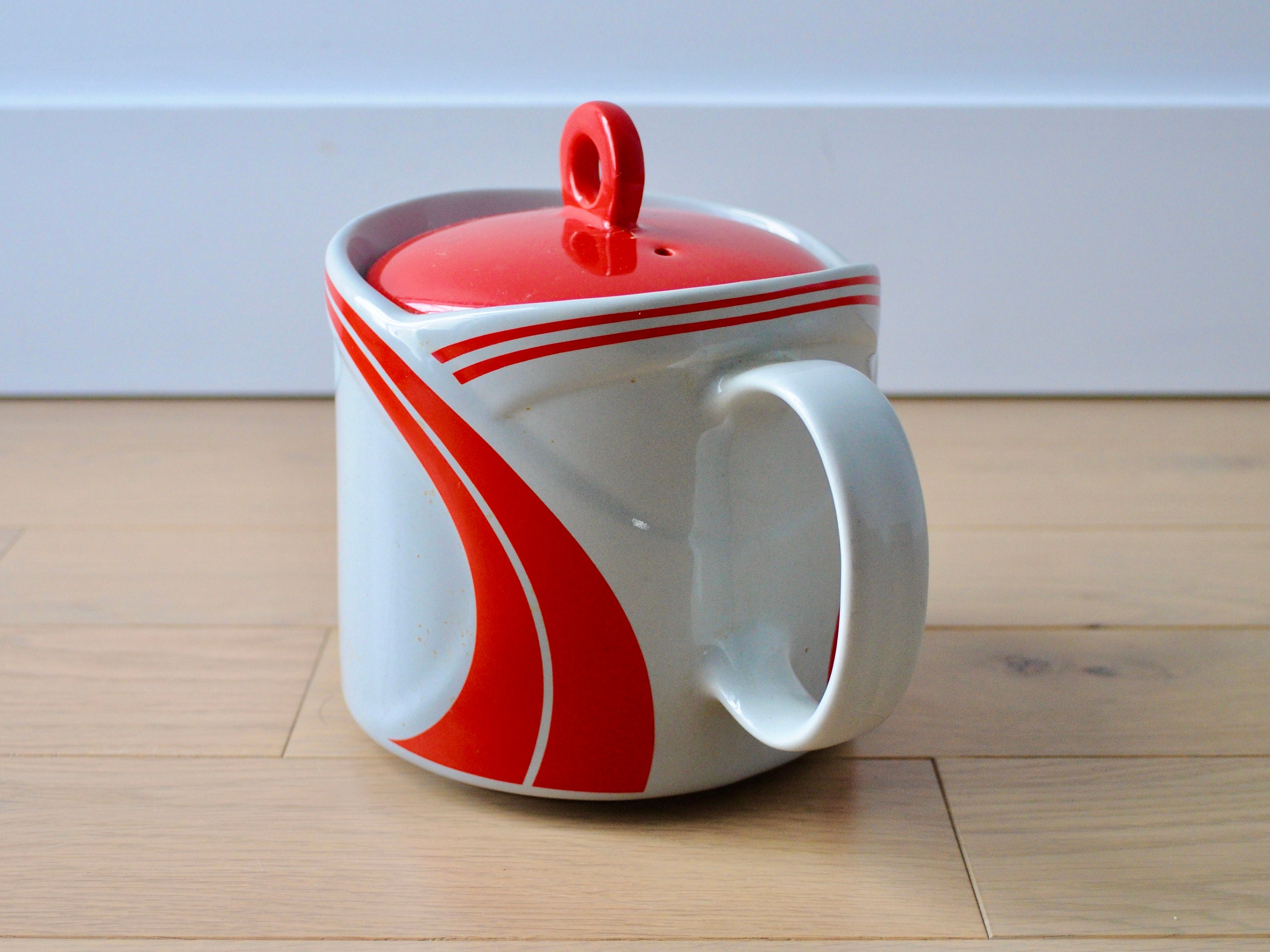 Vintage 1970s Sadler English Teapot - Teapot Red Stripes Curved - Etsy