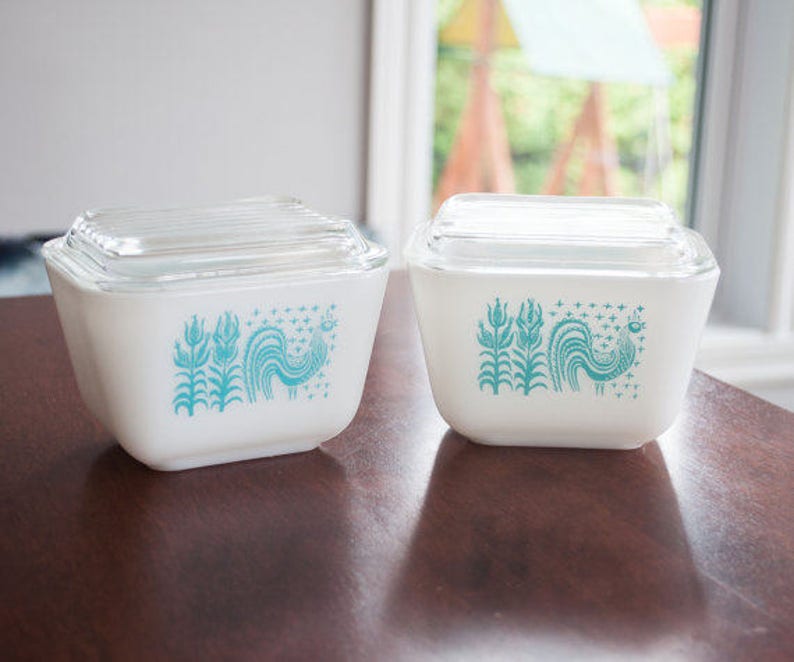 2 Vintage Pyrex Butterprint Amish Refrigerator Dishes 501 With - Etsy