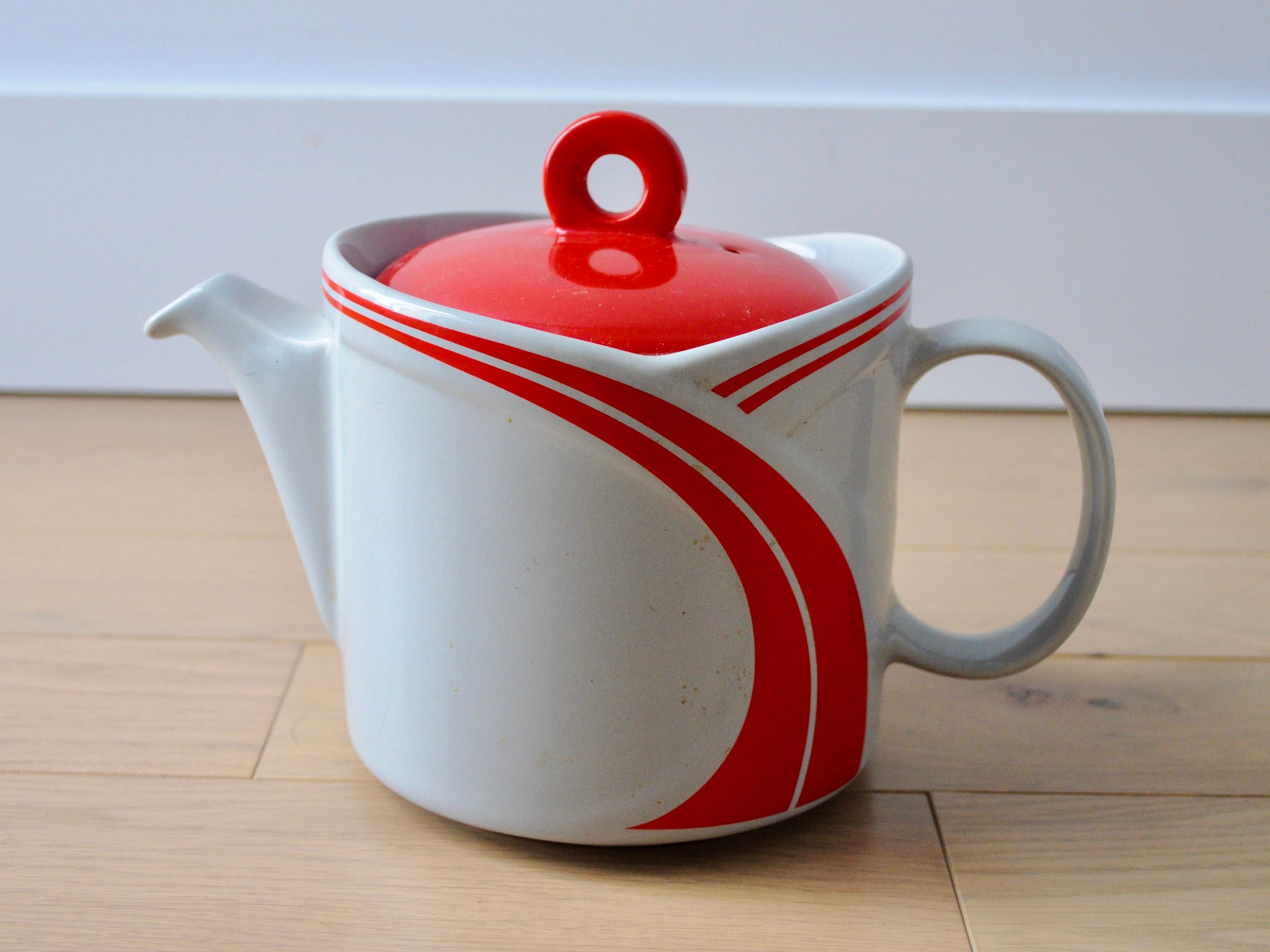 Vintage 1970s Sadler English Teapot - Teapot Red Stripes Curved - Etsy