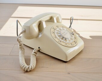 Buff Beige Rotary Dial Desk Phone, Restored and Working - Etsy