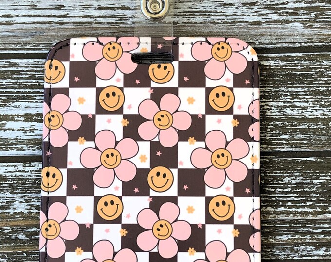 Retro Smiley ID Holder/boho ID Holder/retro ID Holder - Etsy